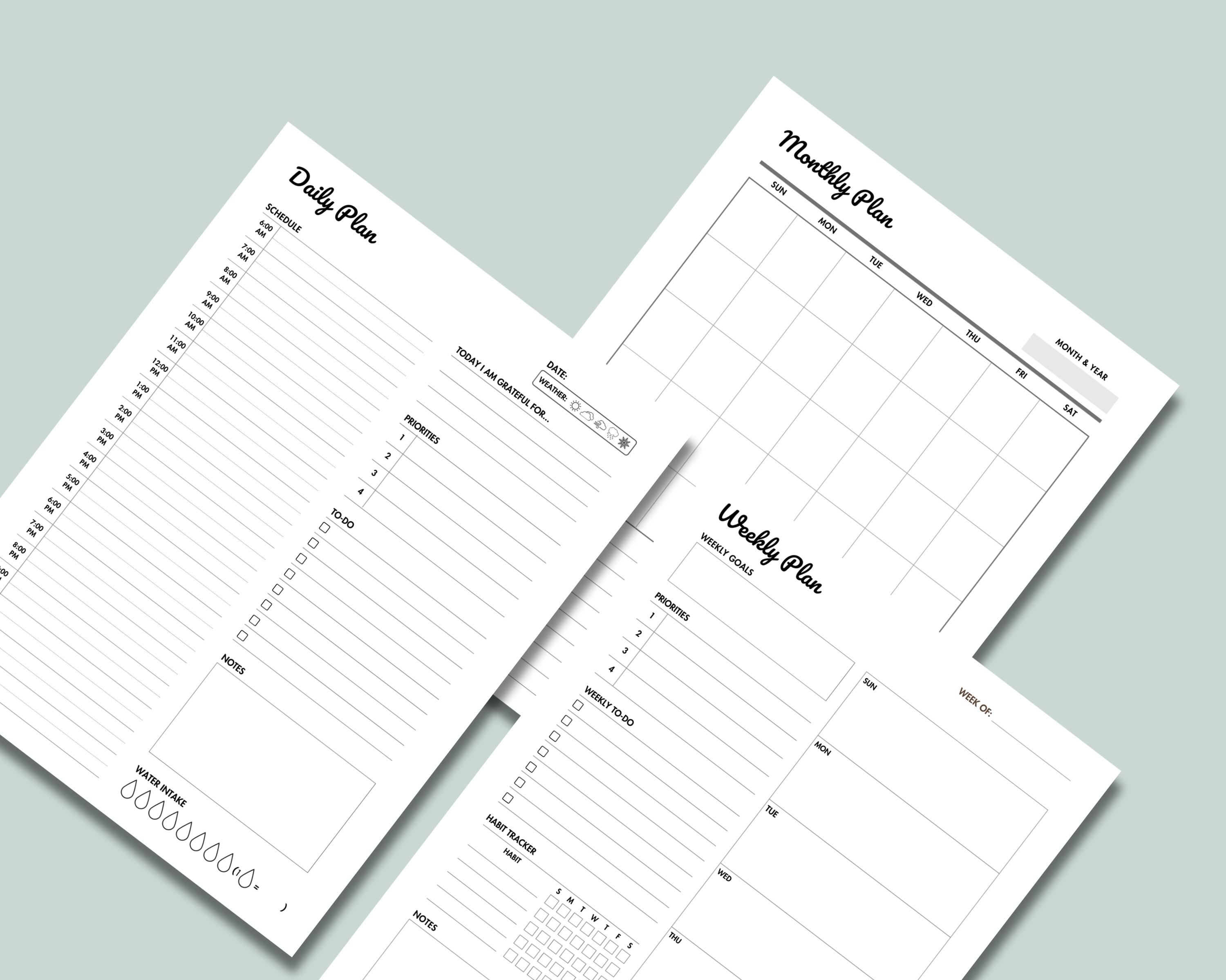 Undated Planner Set Printable Daily Weekly Monthly Planners With 2025 ...