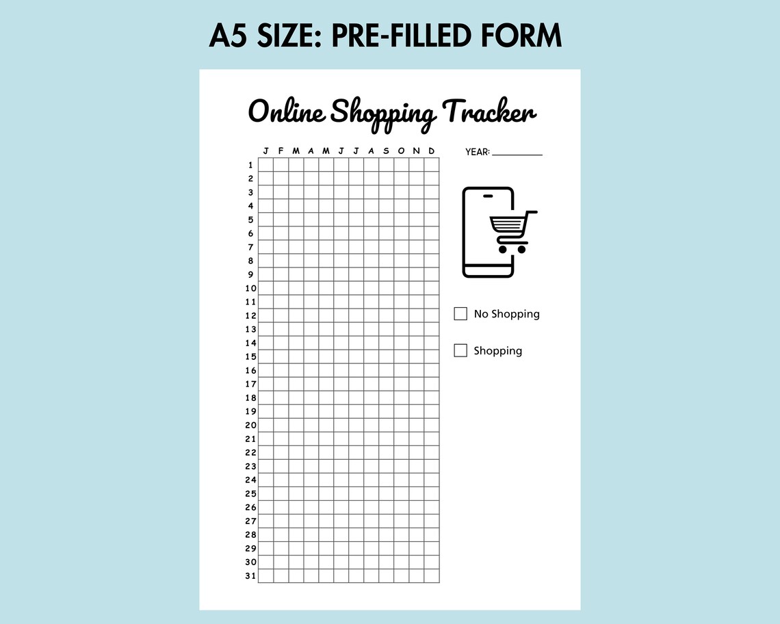 Online Shopping Tracker Printable Online Purchase Tracker, Year in ...