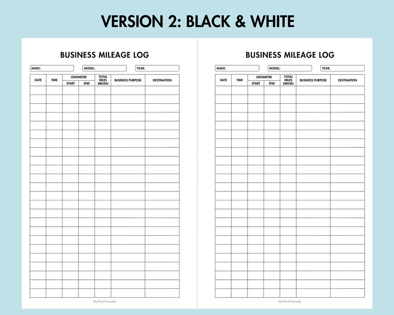 Business Mileage Tracker Log Printable Business Expense Tracker ...