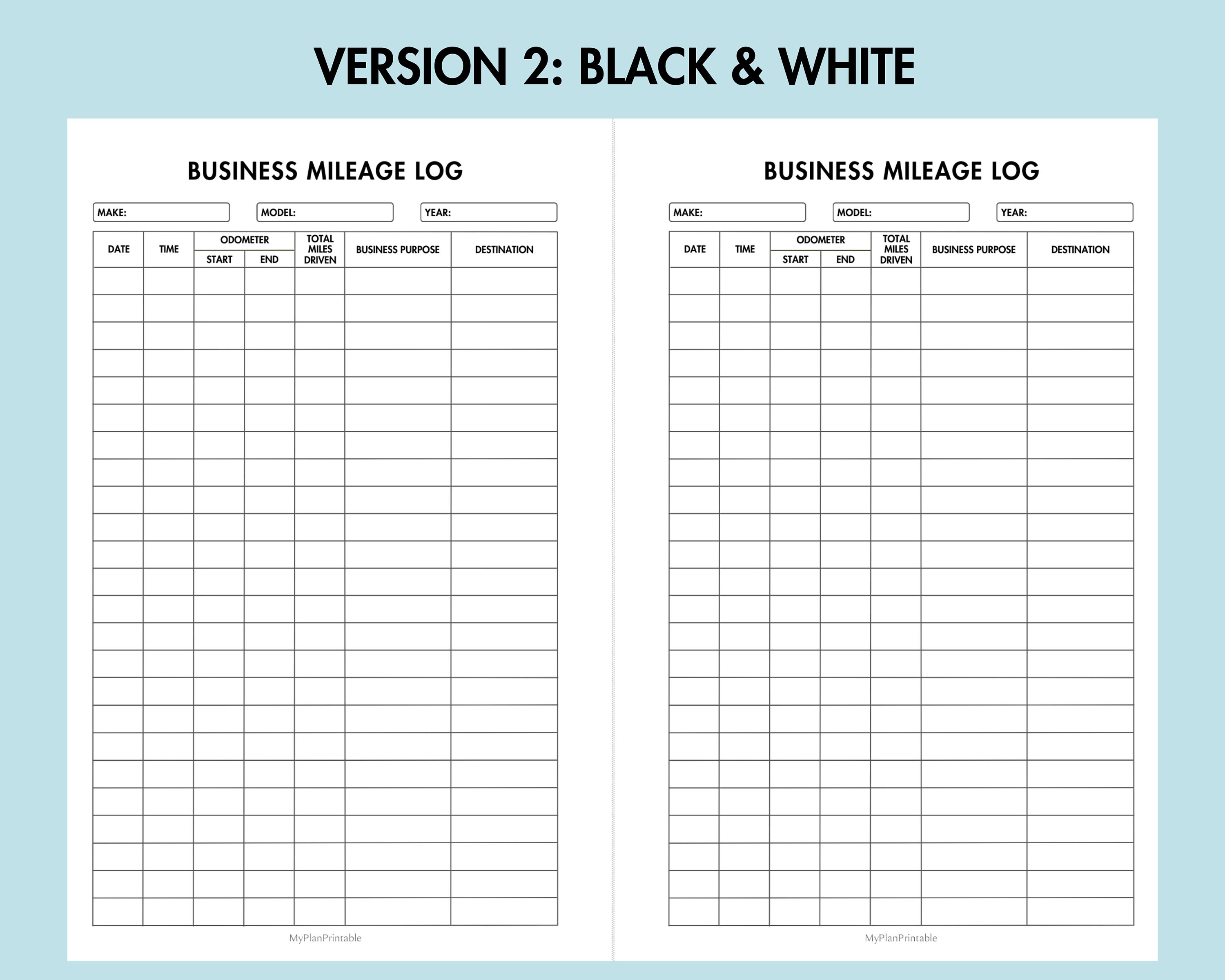 Business Mileage Tracker Log Printable Business Expense Tracker ...