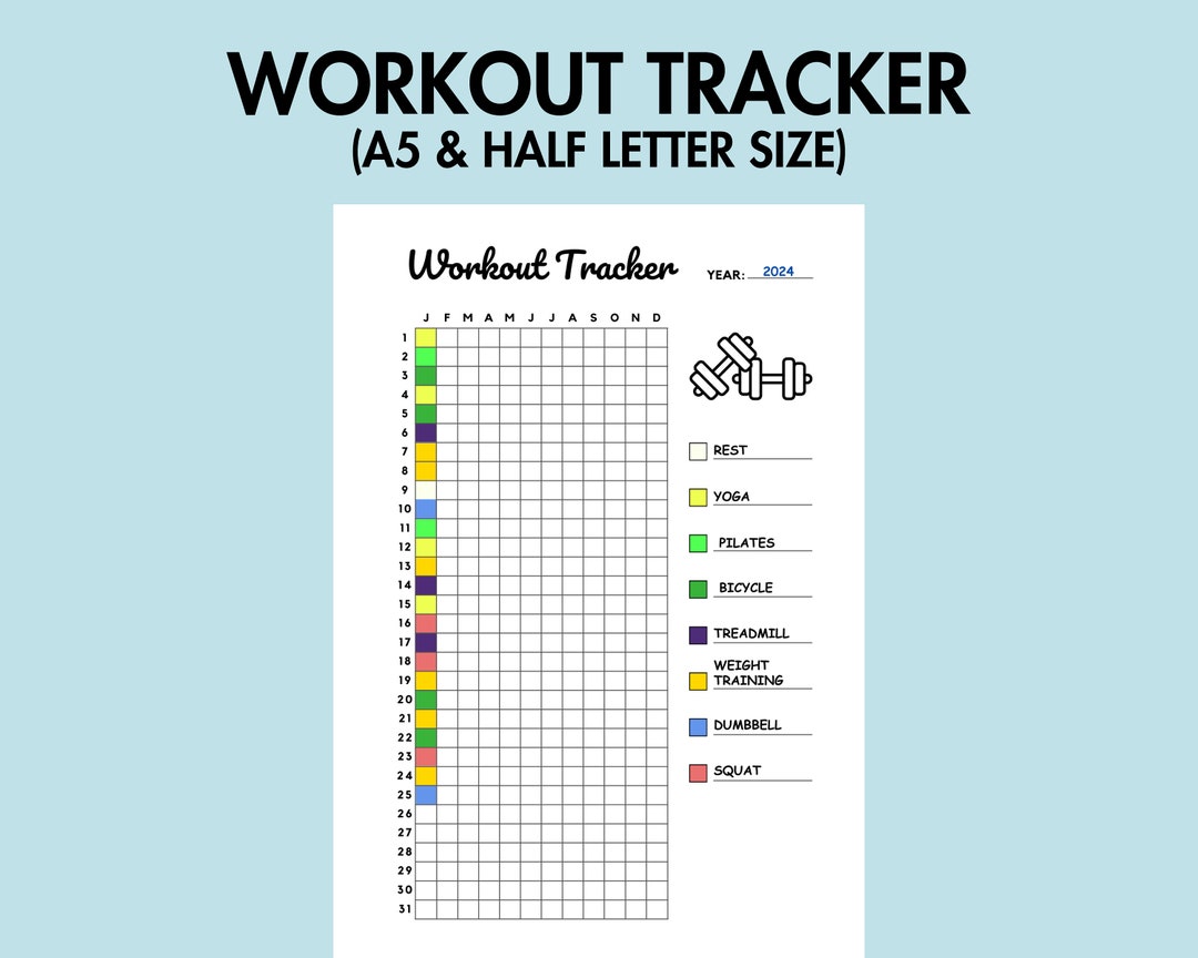 Workout Tracker Printable Workout Log PDF Exercise Journal ...