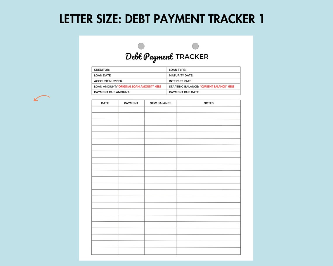 Debt Payment Tracker Printable, Debt Payoff Planner, Finance Tracker ...