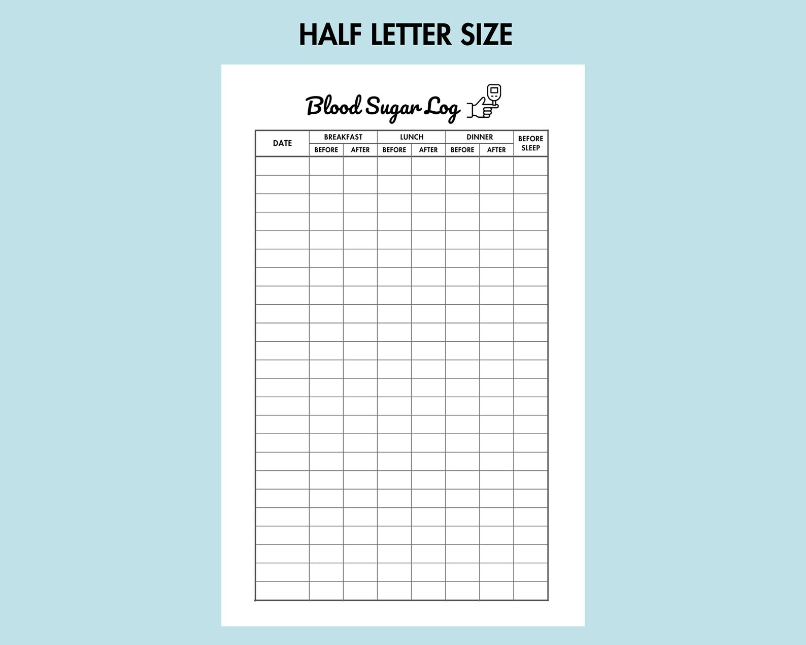 Blood Sugar Log Printable Diabetes Log Sheet PDF Daily Glucose Level ...