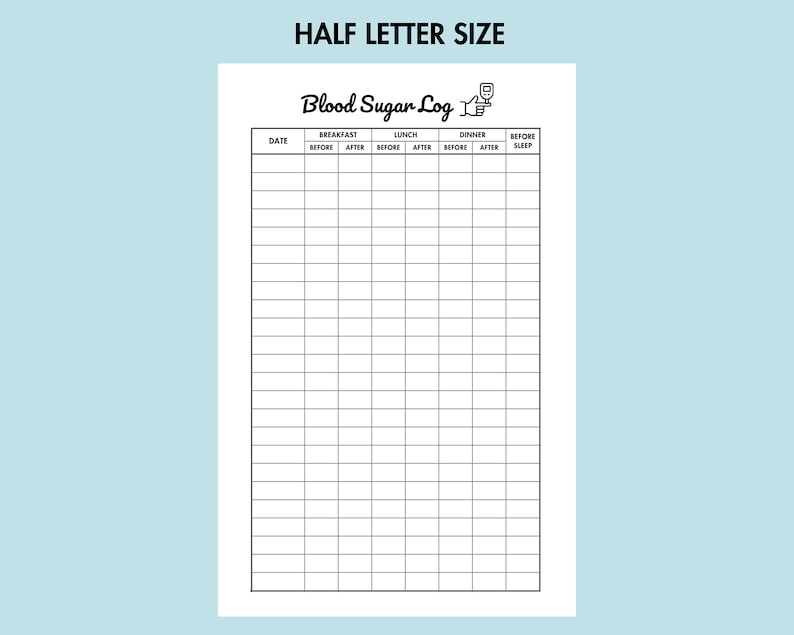 Blood Sugar Log Printable Diabetes Log Sheet PDF Daily Glucose Level ...