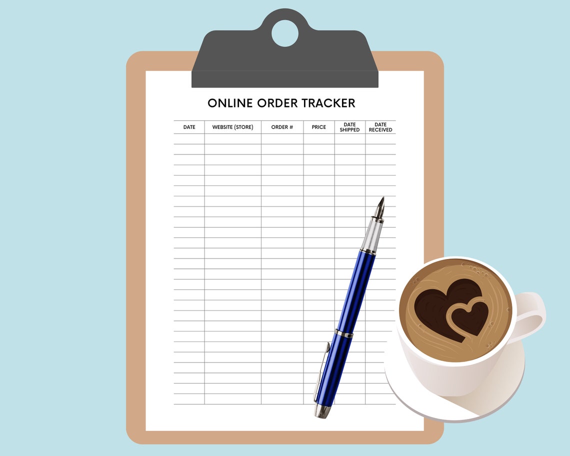 Online Order Tracker Printable Order Form, Online Purchase Tracker for ...