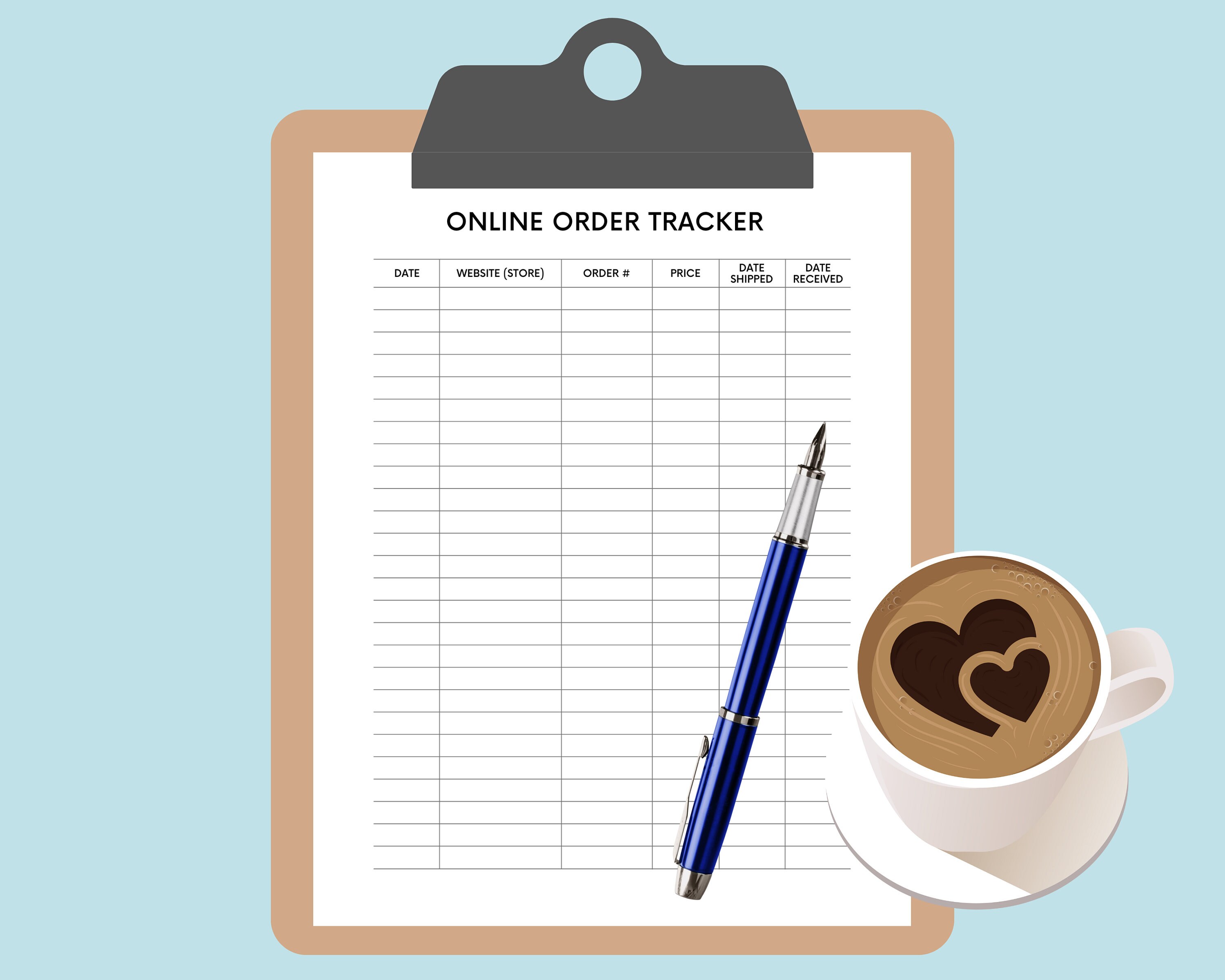 Online Order Tracker Printable Order Form Online Purchase Tracker for ...