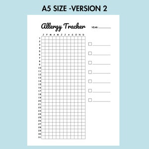 Allergy Tracker Printable Allergy Symptom Log PDF Symptom Tracker ...