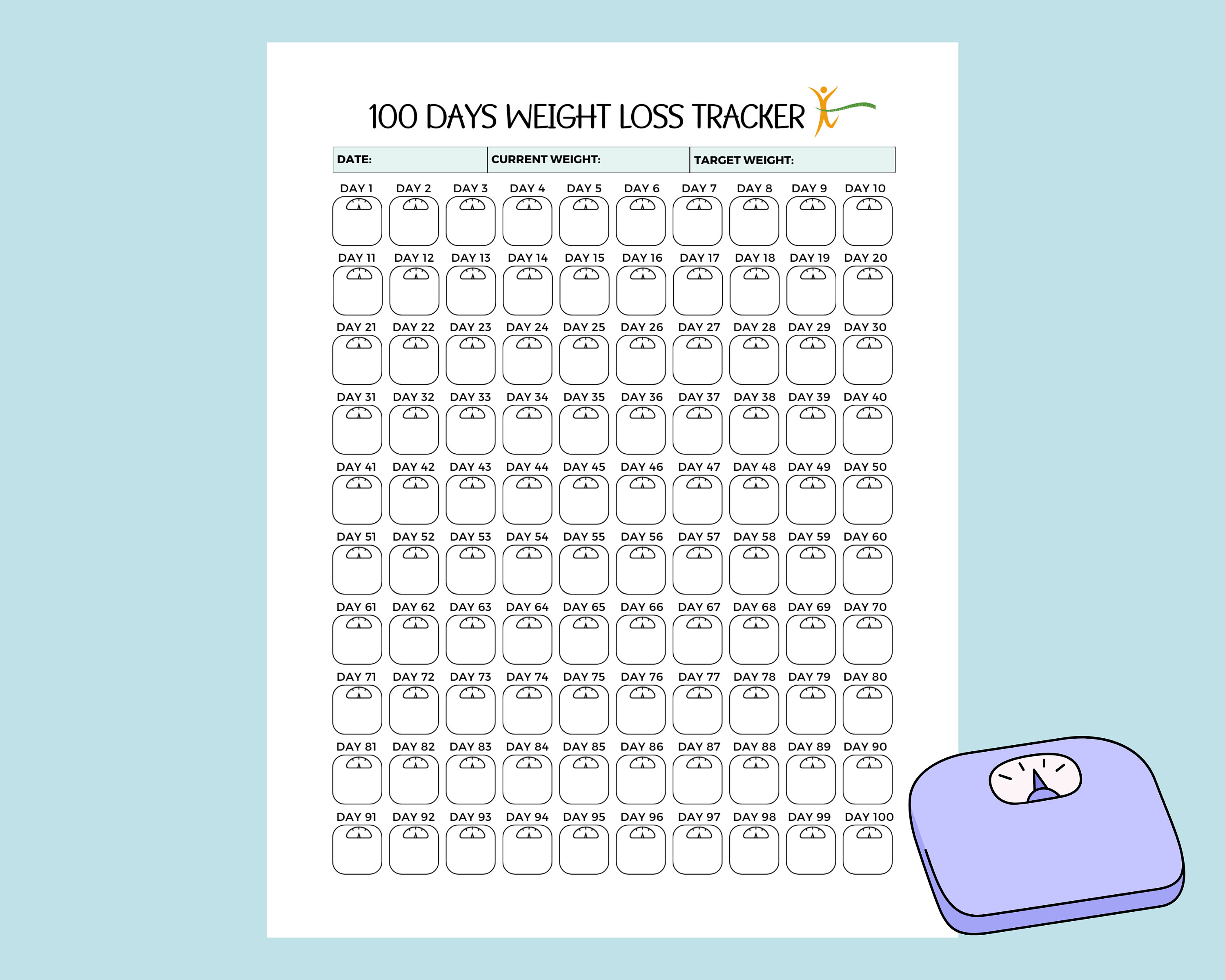 Weight Loss Tracker Printable Weight Loss Record Sheet PDF, Weight Loss ...