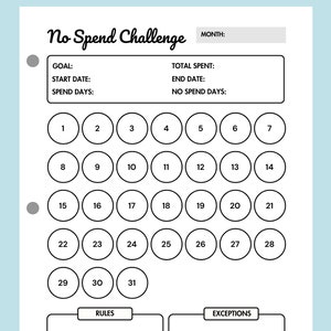 Monthly No Spend Challenge Planner Printable Money Saving Tracker PDF ...