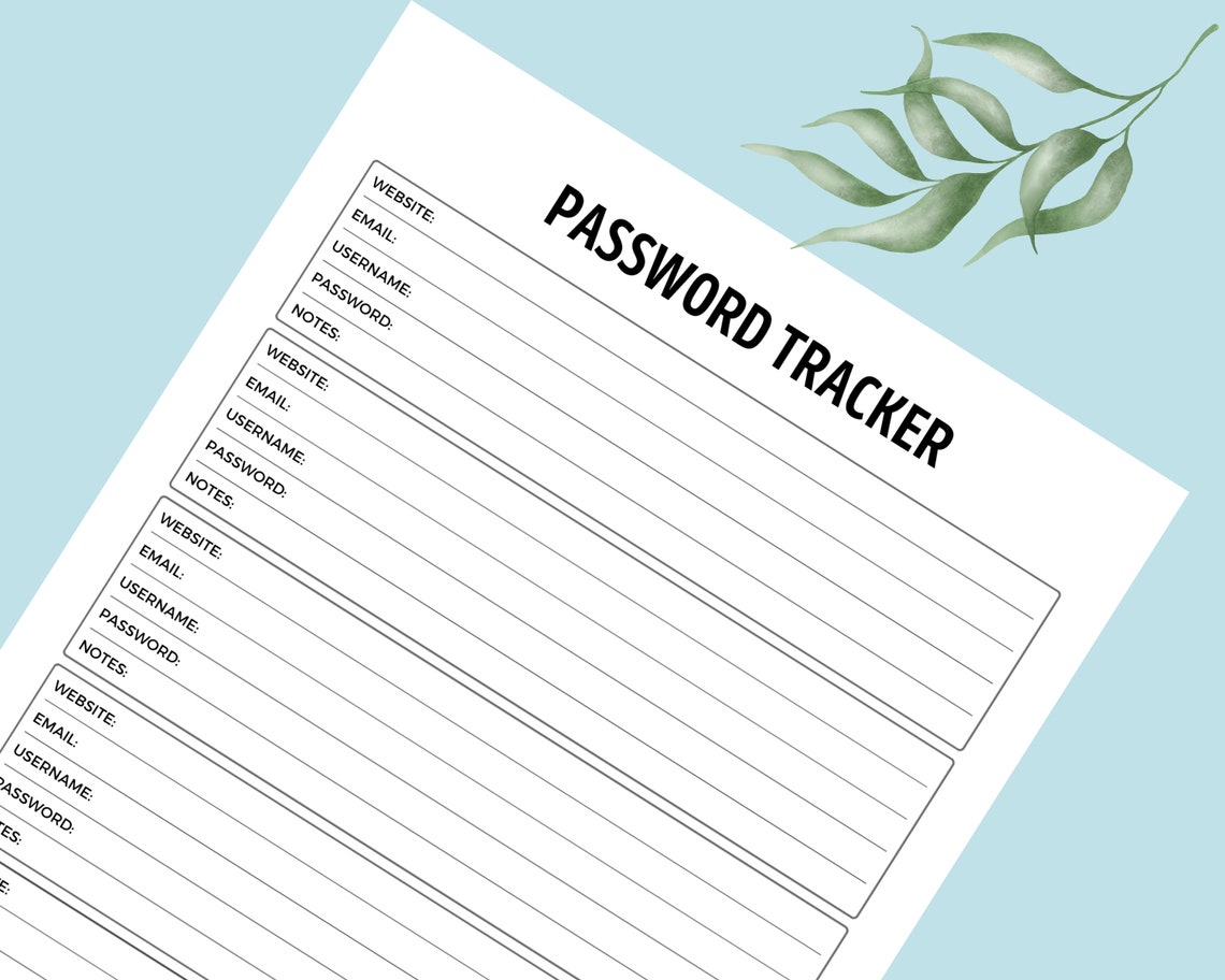 Password Tracker Printable, Password Organizer, Password Keeper ...