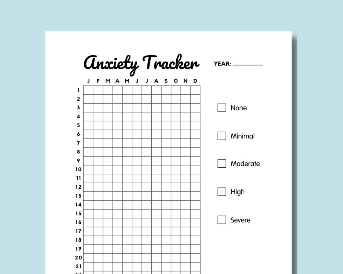 Anxiety Tracker Printable Anxiety Log Journal Page Daily Yearly Anxiety ...