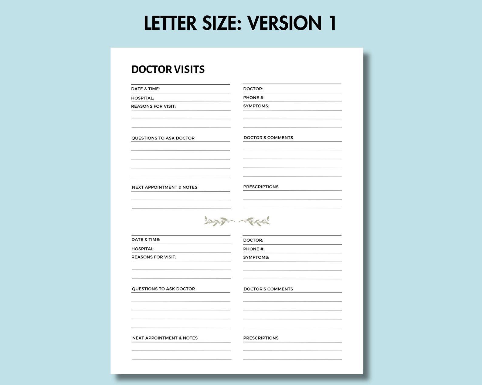 Doctor Visit Tracker Printable Medical Appointment Tracker PDF ...