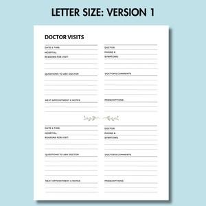 Doctor Visit Tracker Printable Medical Appointment Tracker PDF ...
