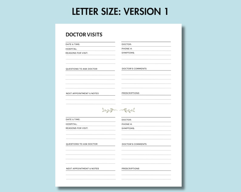 Doctor Visit Tracker Printable Medical Appointment Tracker PDF ...