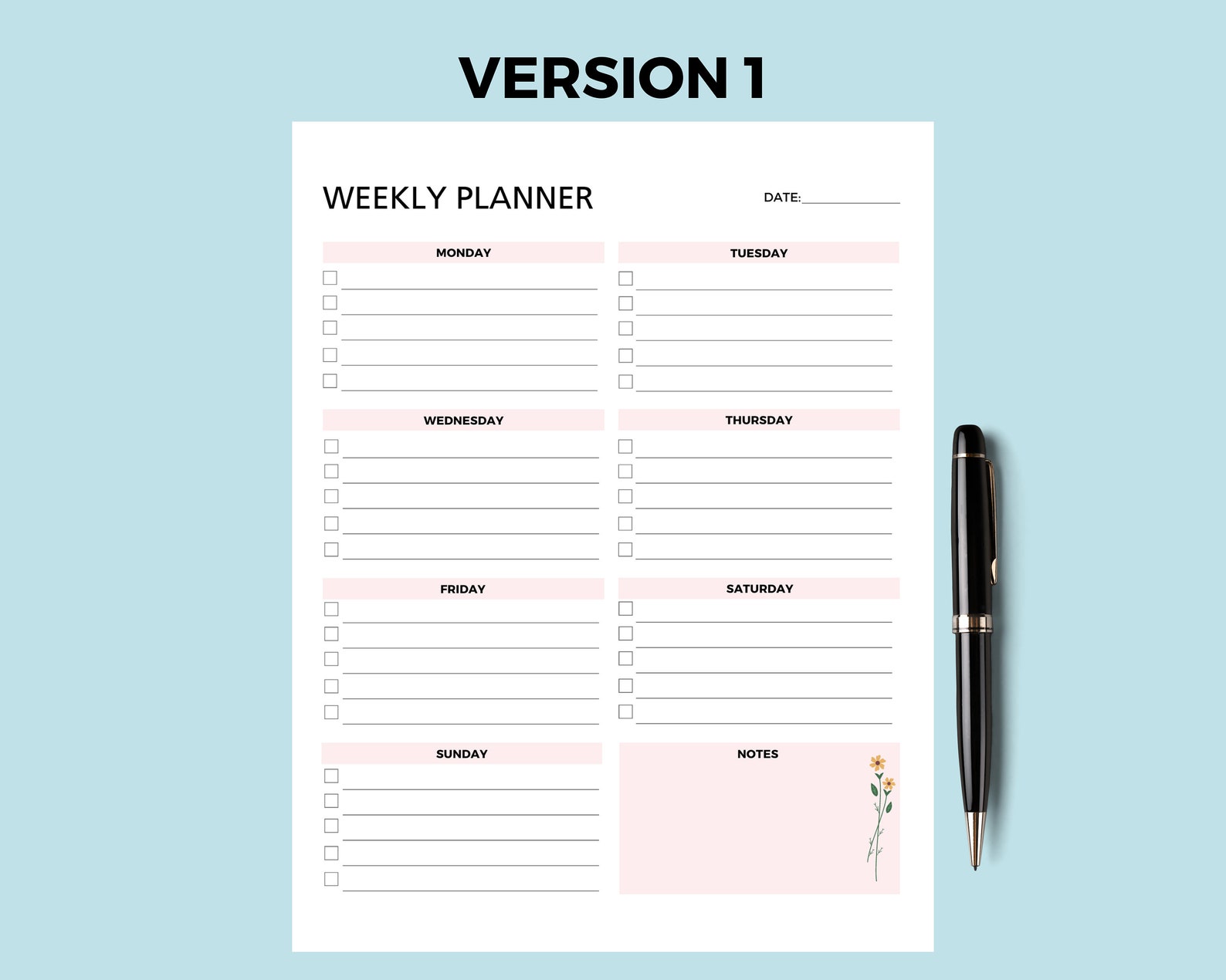 Weekly Planner Printable Instant Download Weekly Schedule - Etsy