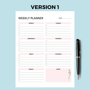 Weekly Planner Printable Instant Download Weekly Schedule - Etsy