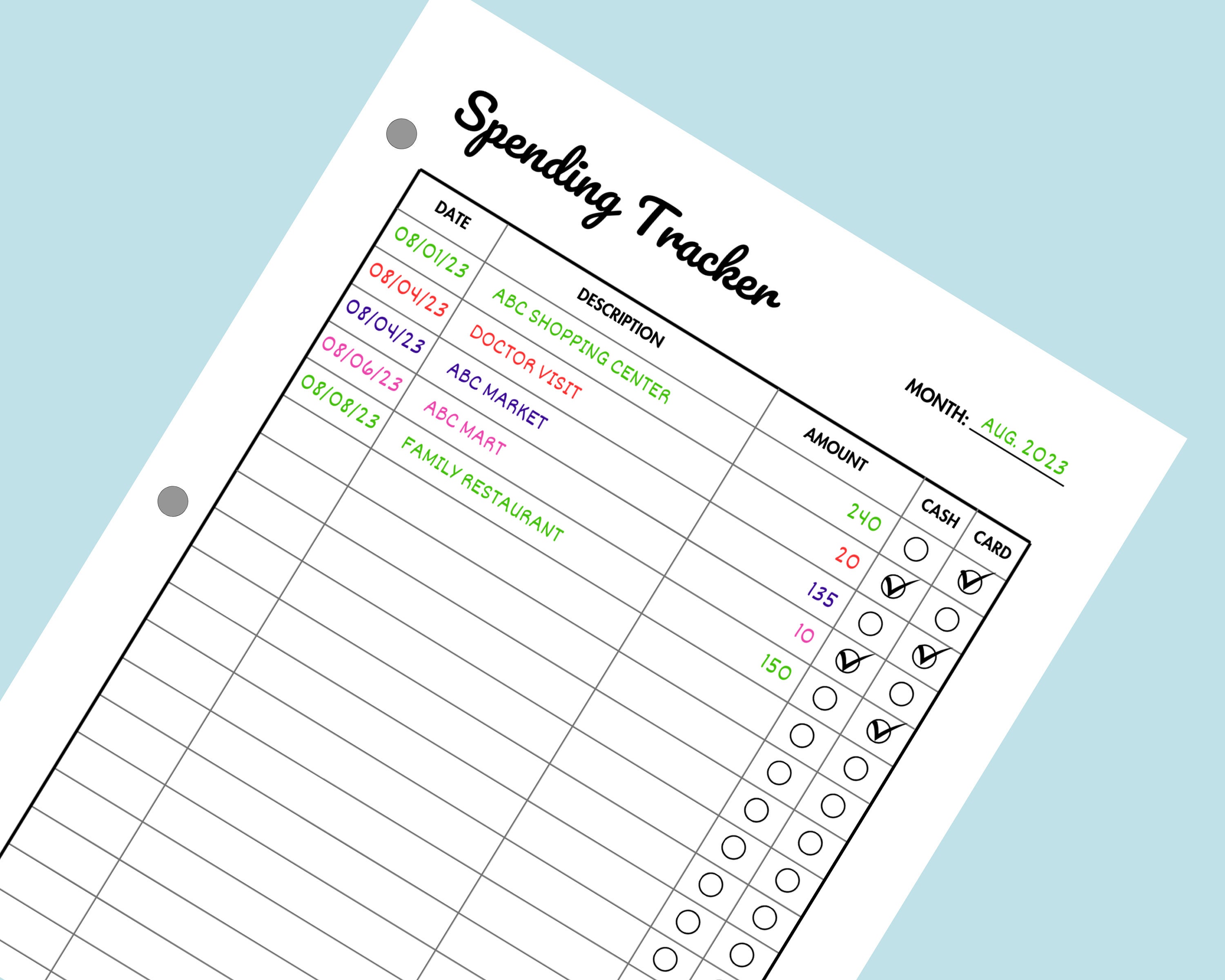 Spending Tracker Printable, Spending Log, Monthly Expense Tracker ...