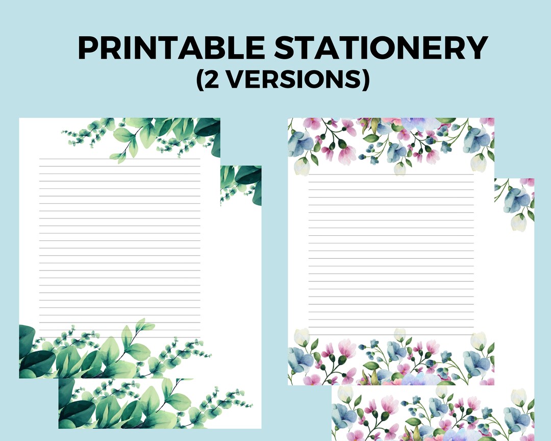 Printable Stationery Instant Download, Greenery Plant Writing Paper ...