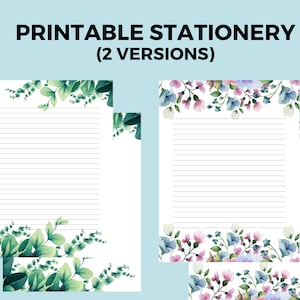 Printable Stationery Instant Download, Greenery Plant Writing Paper ...