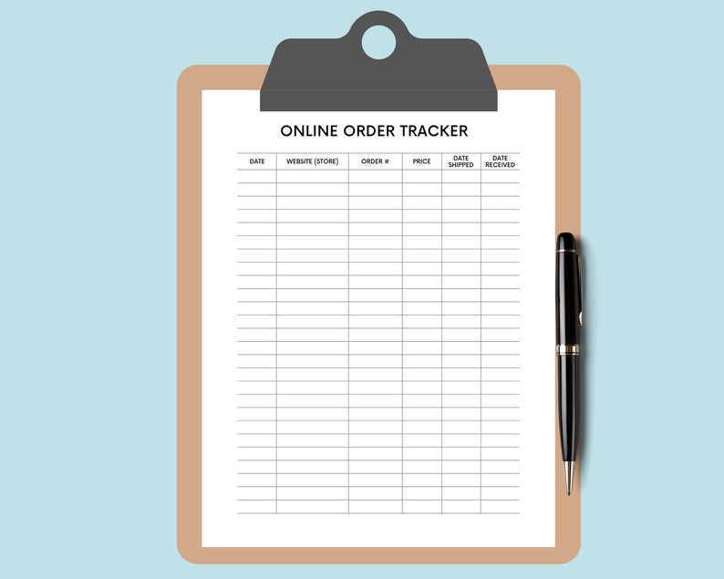 Online Order Tracker Printable Order Form, Purchase Tracker for Small ...