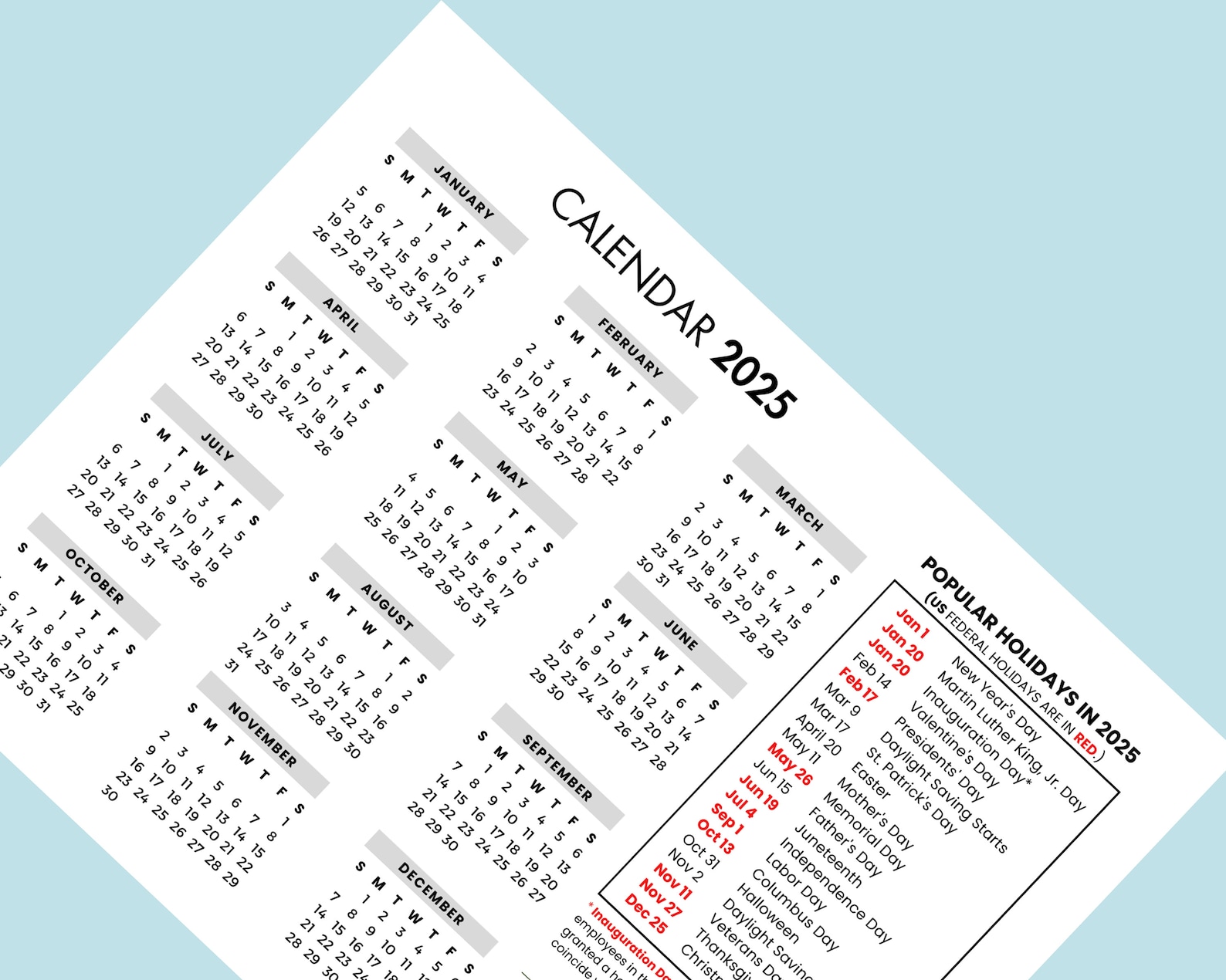 2025 Yearly Calendar With Holiday 2025 Yearly Overview, 2025 Year at a ...