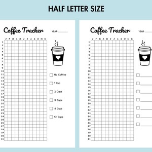 Coffee Tracker Printable Caffeine Log Year in Pixel Daily Yearly Health ...