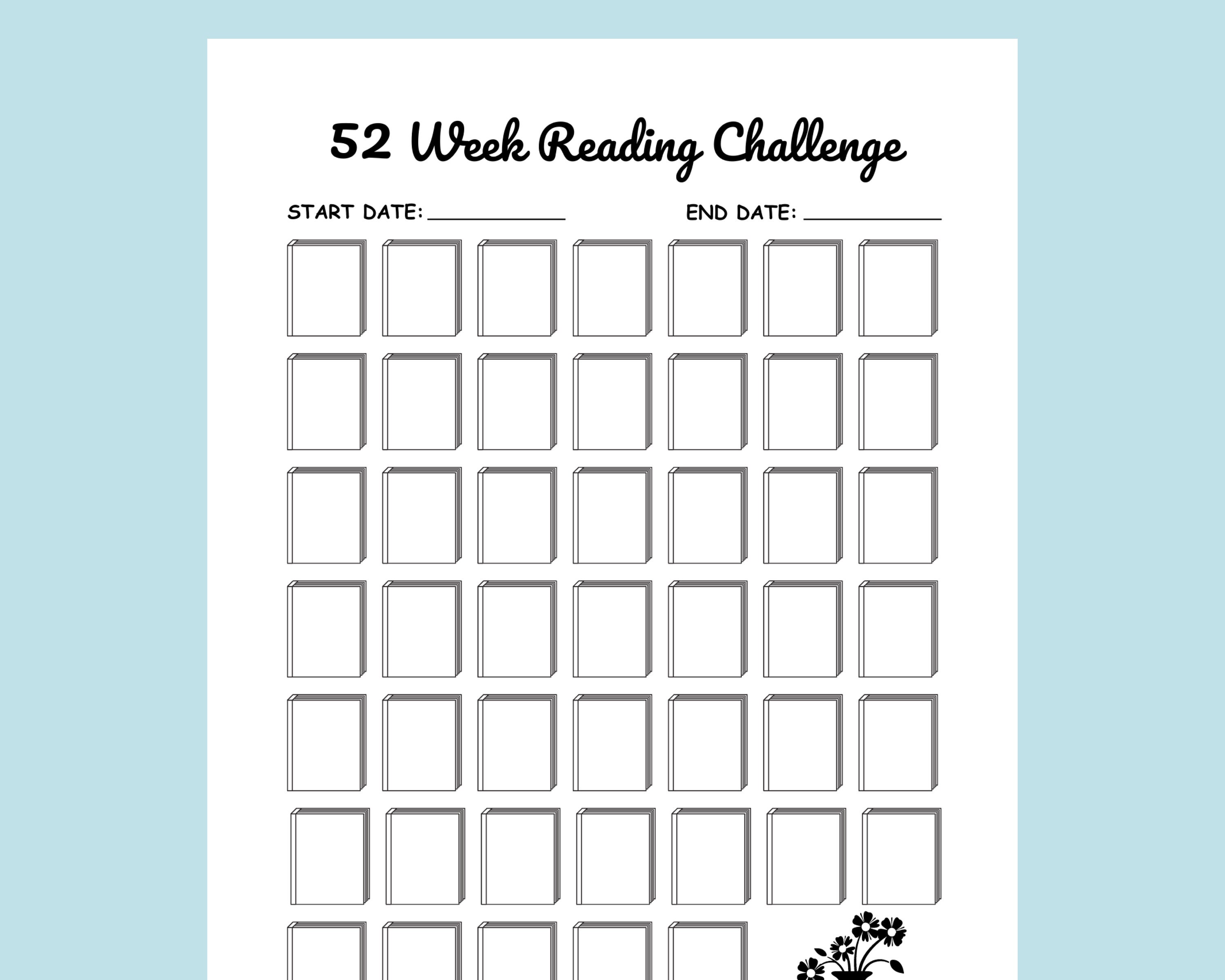 Reading Challenge Tracker Printable Yearly Reading Tracker PDF 52 Week ...