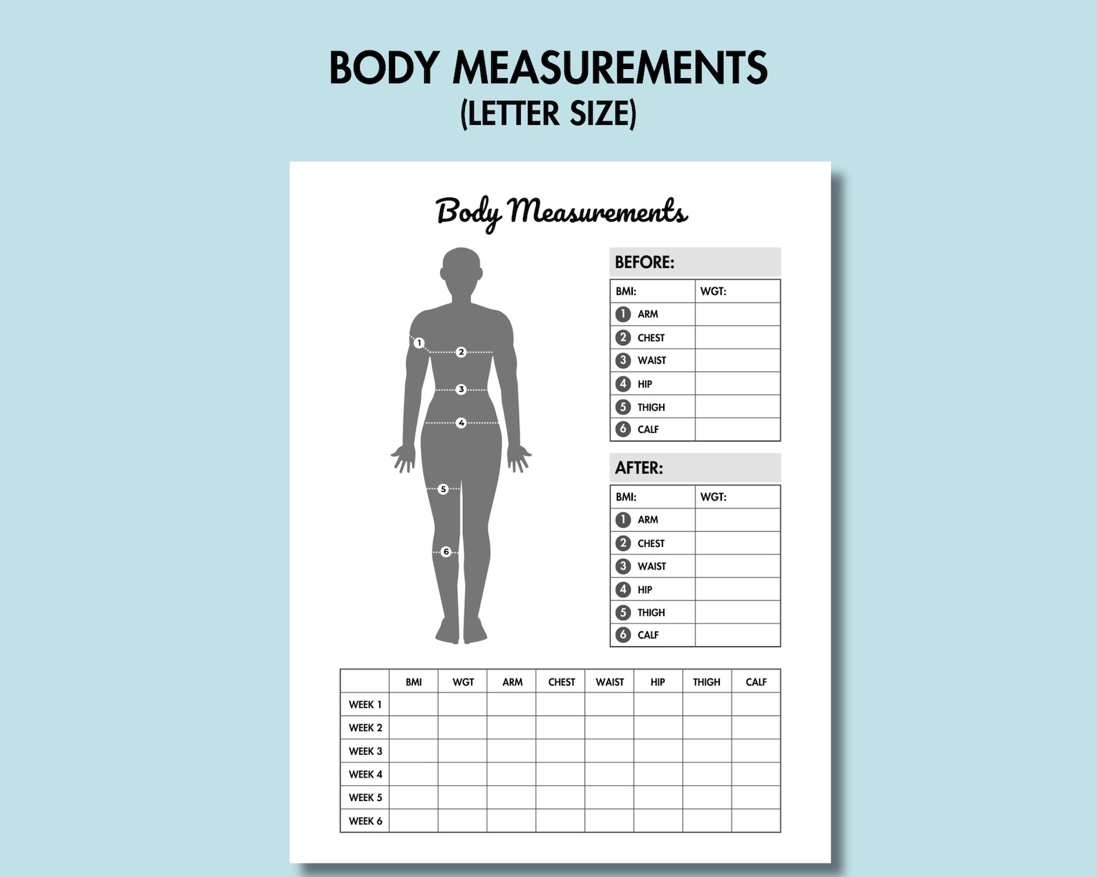 Weight Loss Tracker Printable Body Measurement Log Weight Management ...