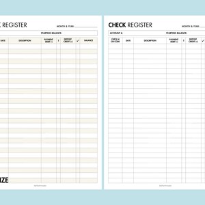 Checkbook Register Printable, Bank Account Tracker for Personal Finance ...