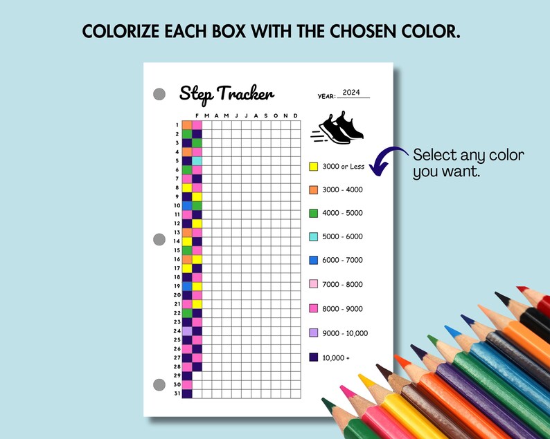 Step Tracker Printable Step Goal Planner Fitness Tracker PDF Exercise ...