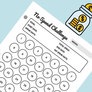 Monthly No Spend Challenge Planner Printable Money Saving Tracker PDF ...