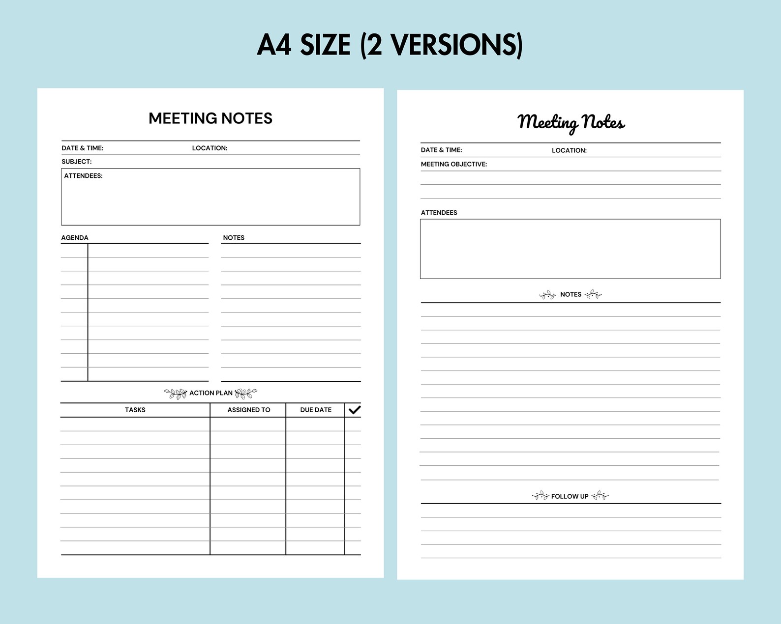 Meeting Note Printable Meeting Agenda Business Note Taking PDF, Meeting ...