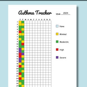 Asthma Tracker Printable Monthly Asthma Log & Inhaler Tracker ...