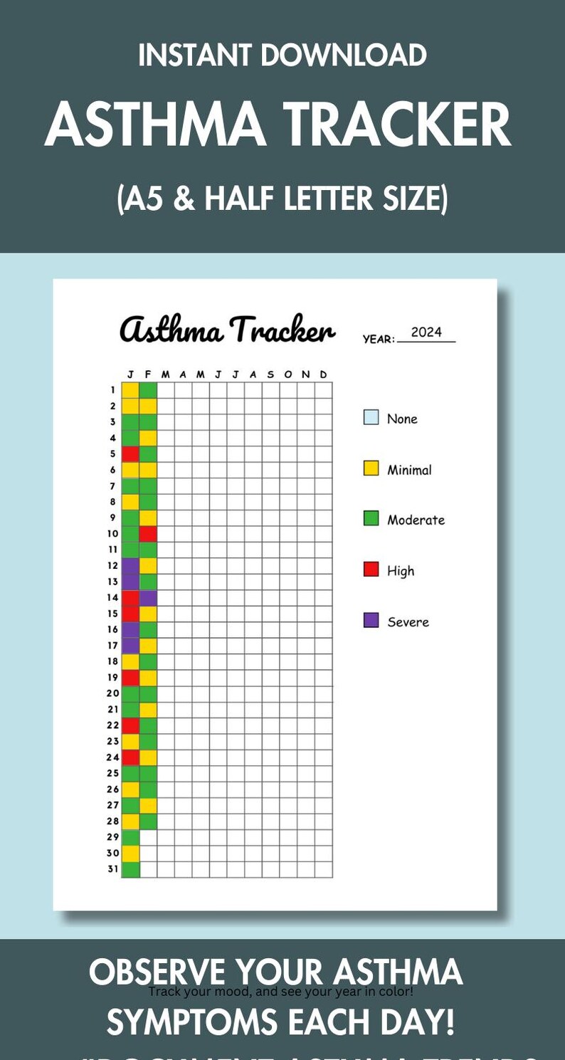 Asthma Tracker Printable Monthly Asthma Log & Inhaler Tracker ...