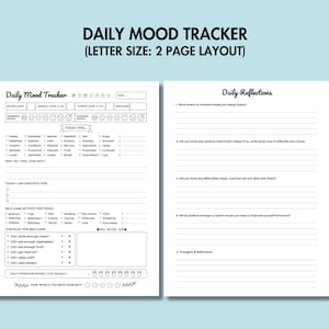 Mental Health & Mood Tracker With Journal Prompt Printable Anxiety ...