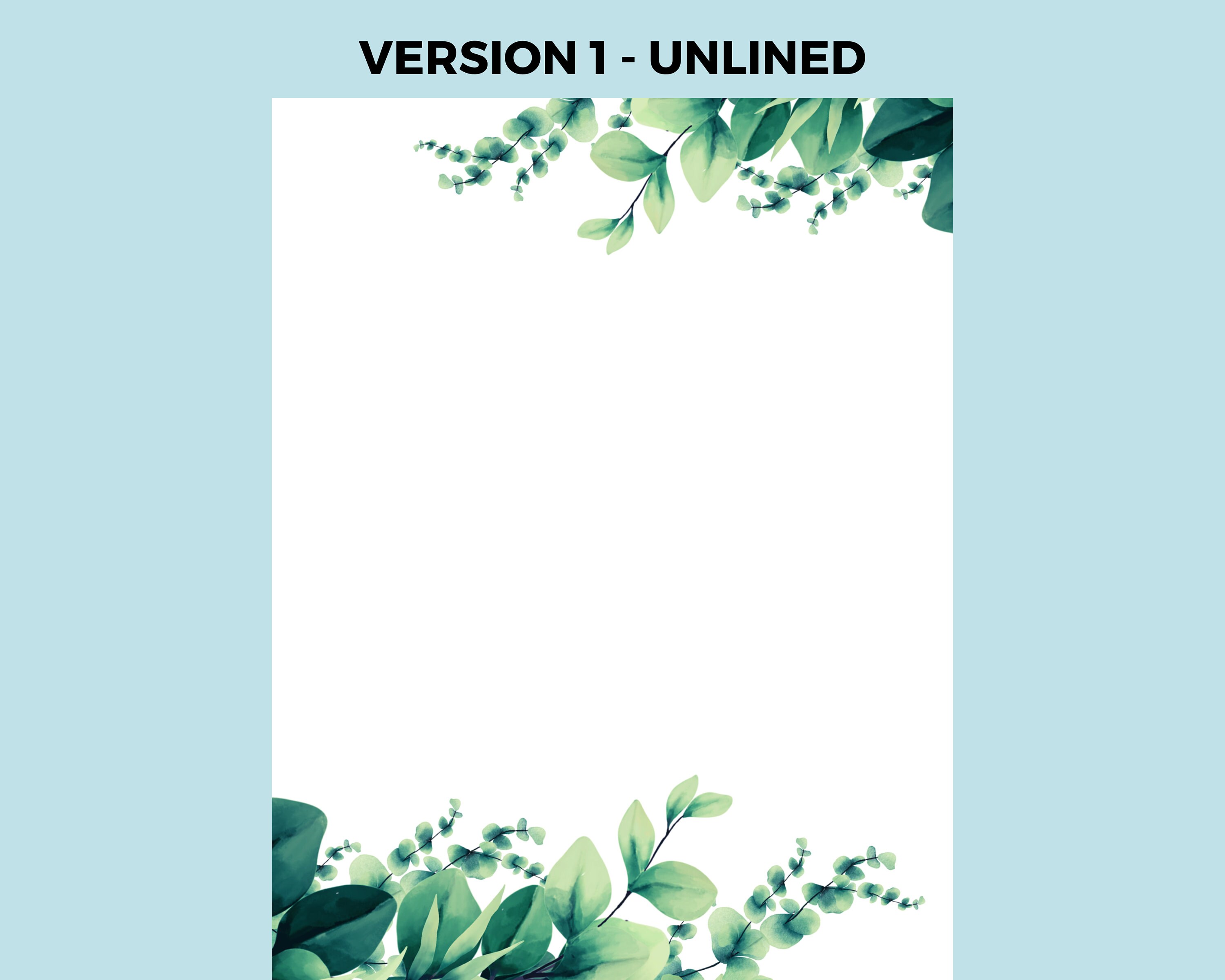 Printable Stationery Instant Download, Greenery Plant Writing Paper ...