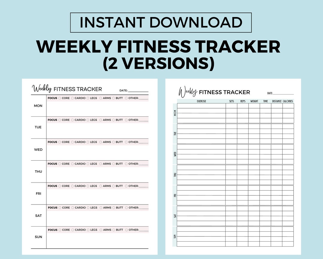 Weekly Fitness Tracker Printable Workout Checklist, Health and Fitness ...