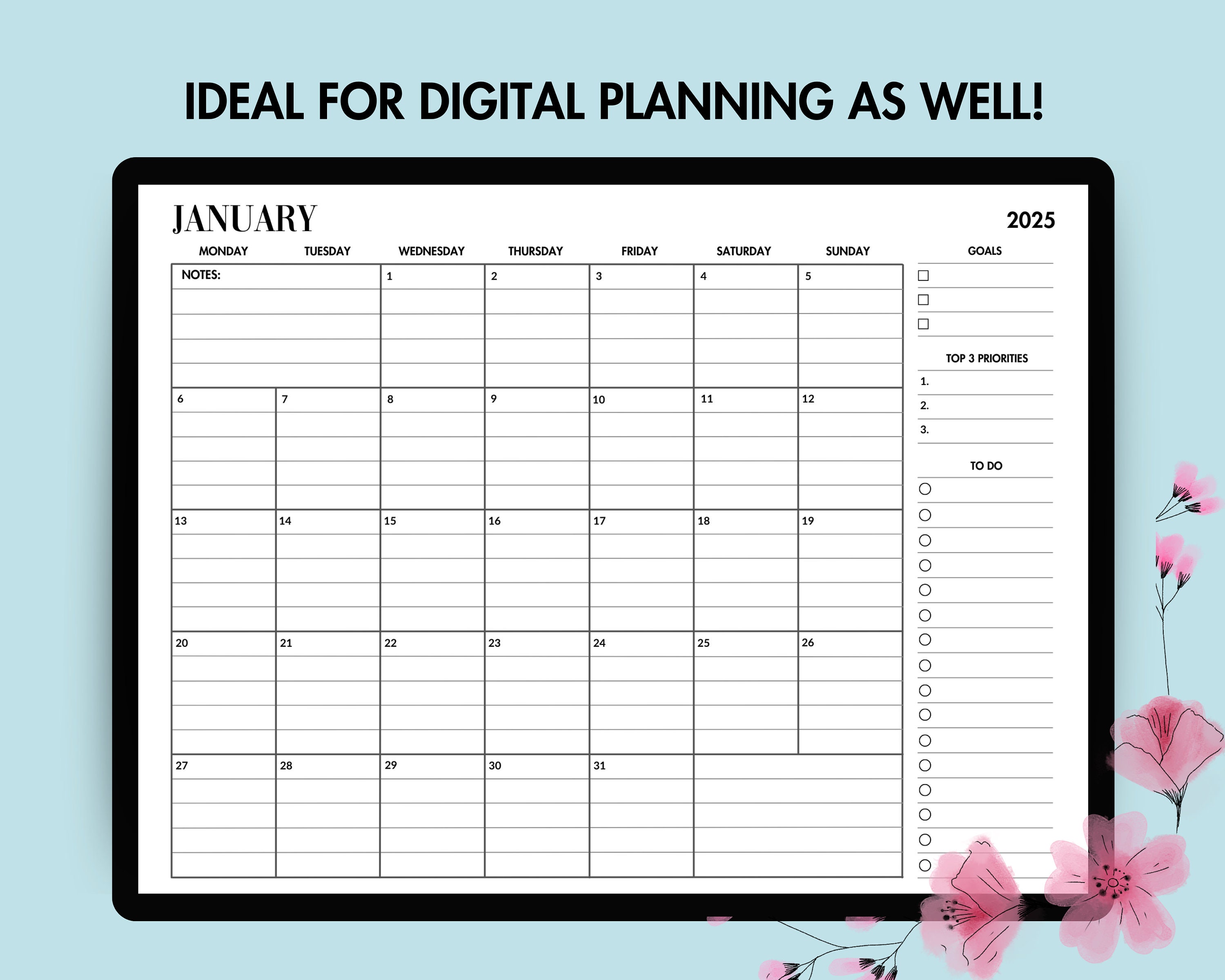 2025 Monthly Calendar Printable 2025 Monthly Planner 2025 Lined ...