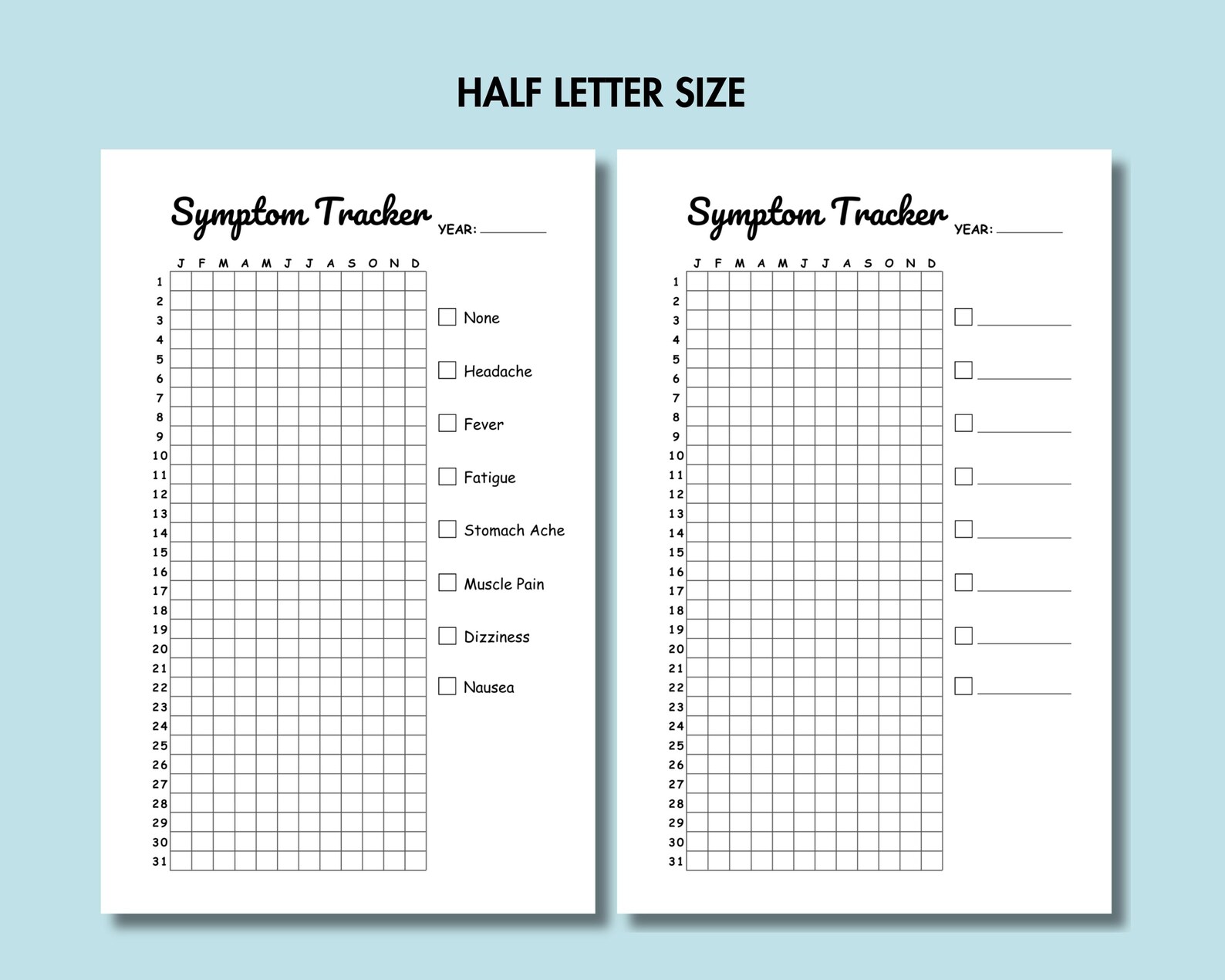 Symptom Tracker Printable Symptom Log PDF Health Tracker, Medical ...