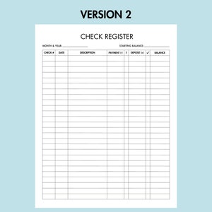 Check Register Printable for Personal Checking Account and Small ...