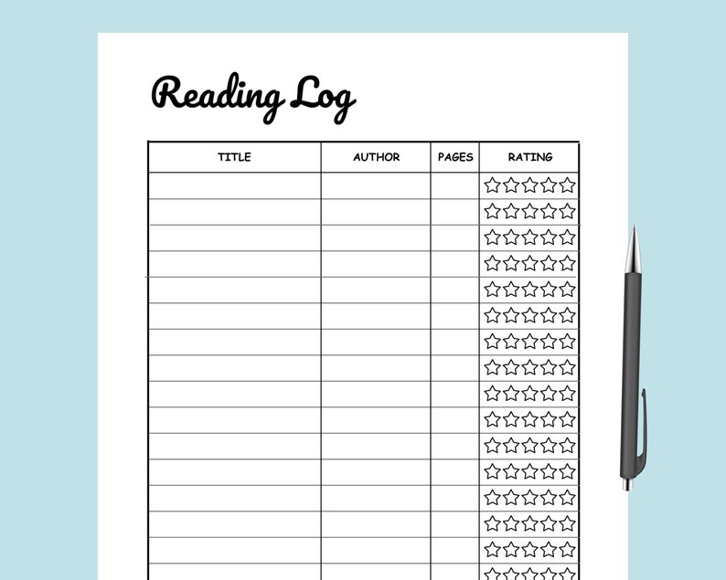 Reading Log Printable Reading Tracker PDF Daily Reading Planner, Book ...