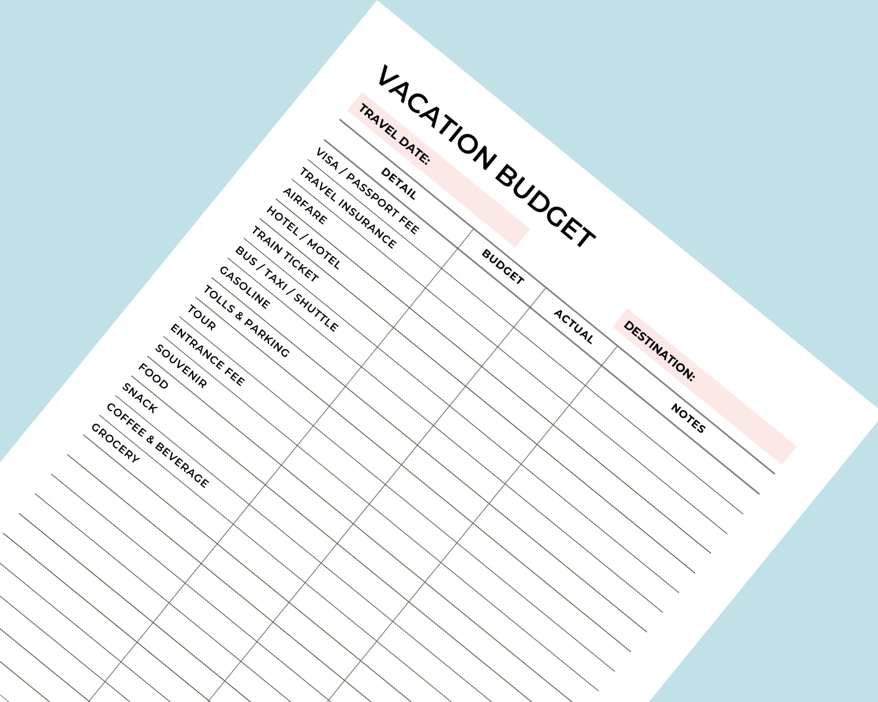 Vacation Budget Planner Printable Travel Budget Planner PDF Vacation ...