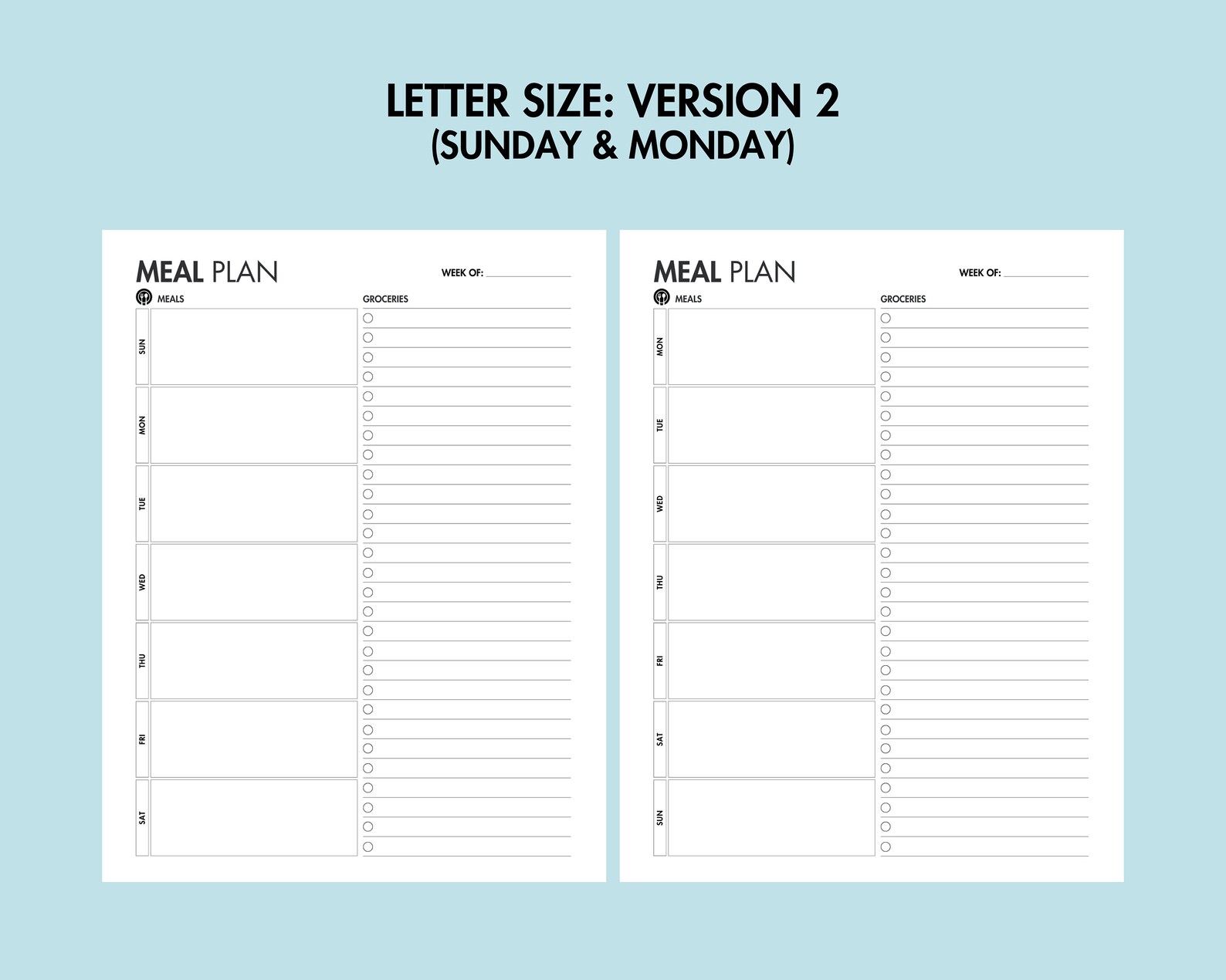 Meal Planner Printable Weekly Food Journal Weekly Meal Tracker ...