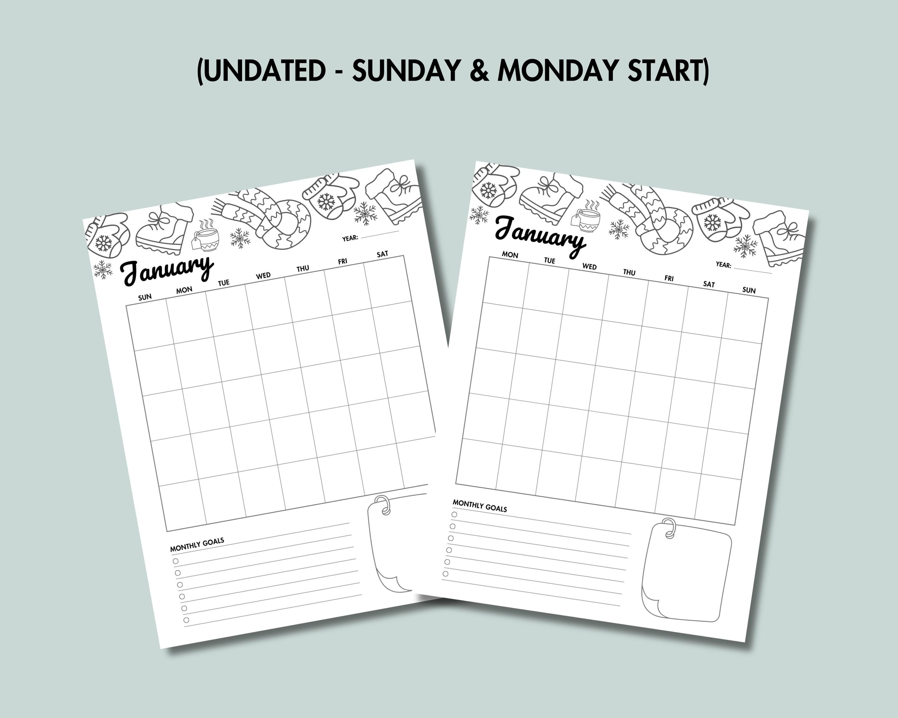 January Title Page Printable Monthly Planner Undated Set January ...