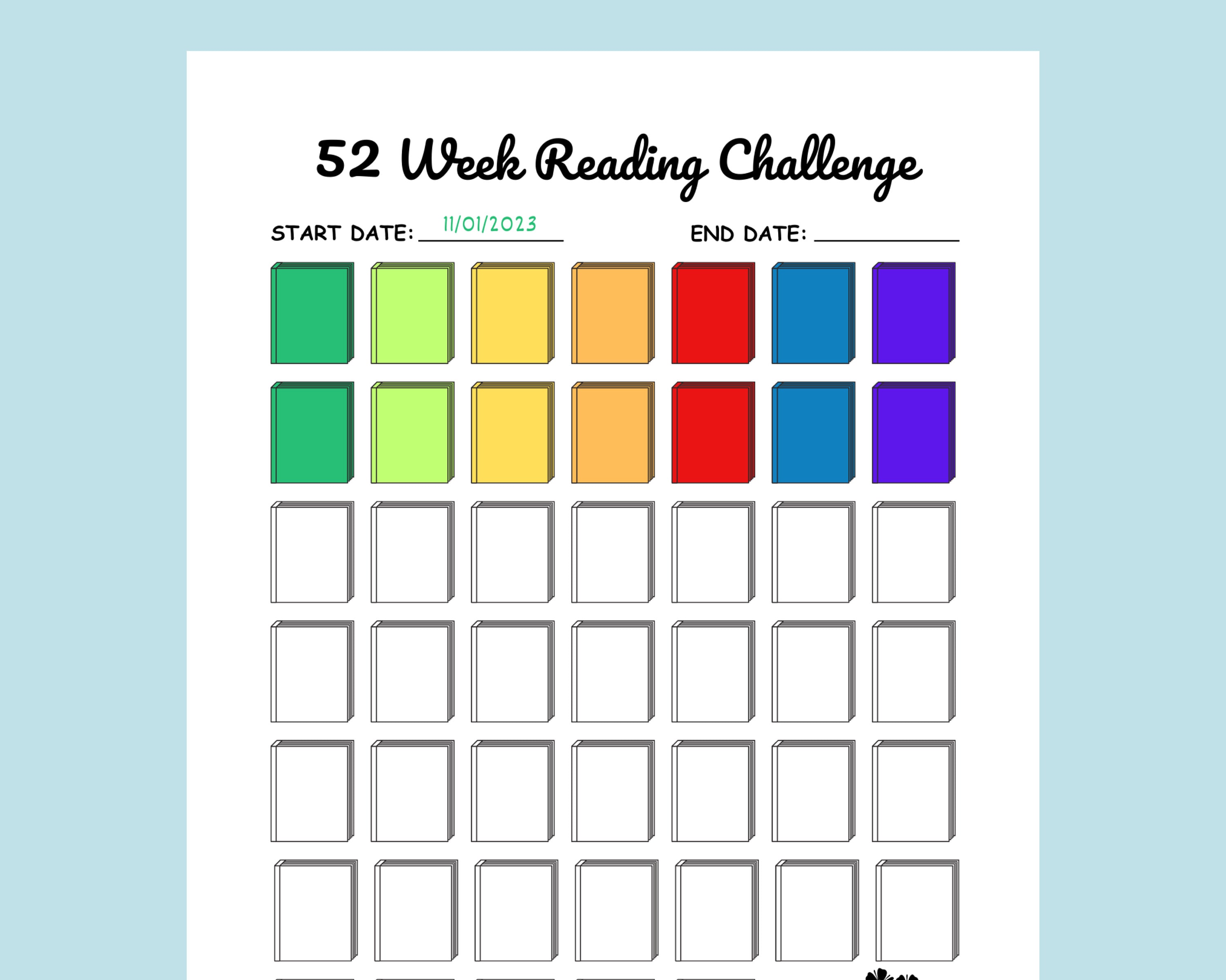 Reading Challenge Tracker Printable Yearly Reading Tracker PDF 52 Week ...
