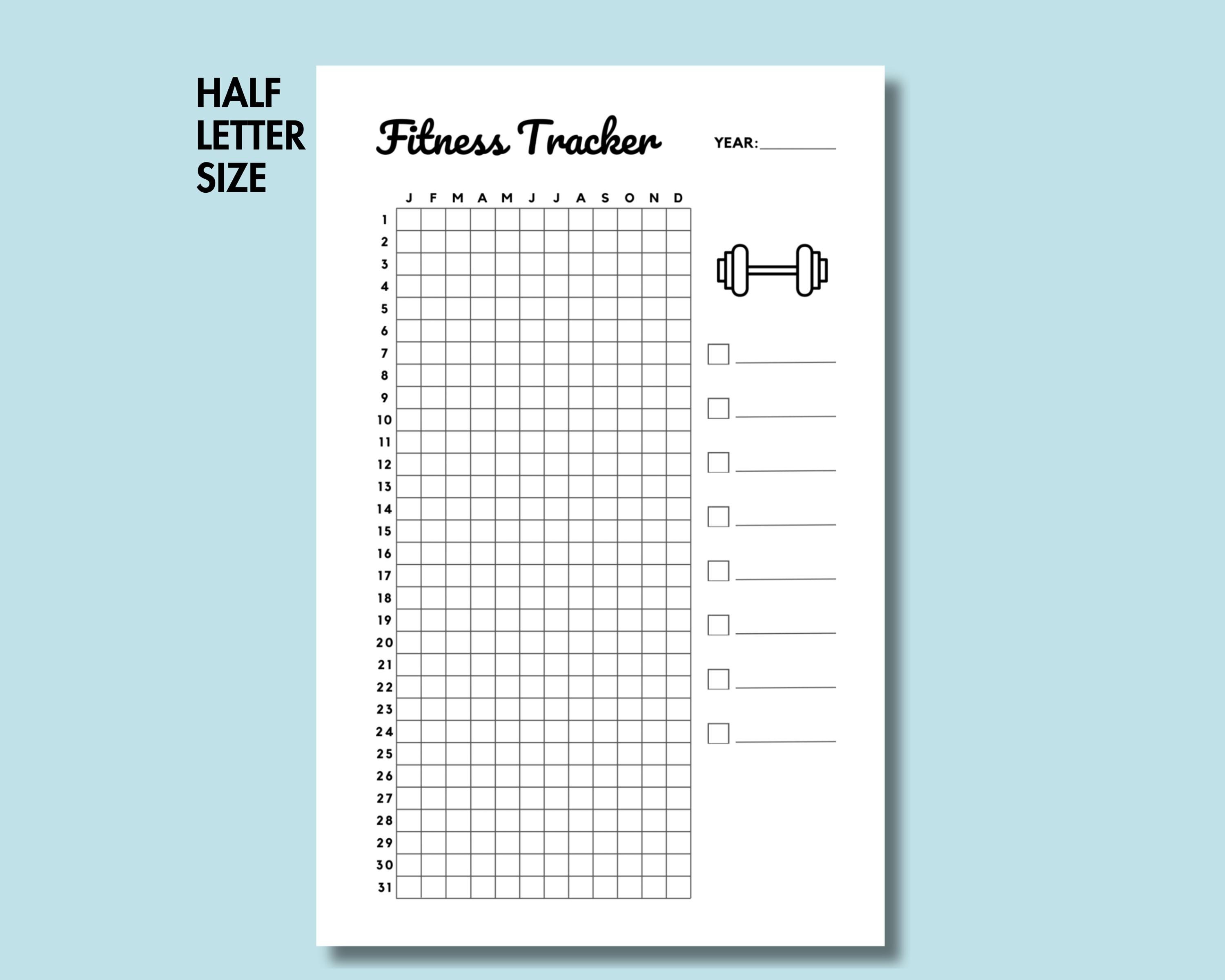 Fitness Tracker Printable Journal Page Fitness Log Exercise Tracker ...