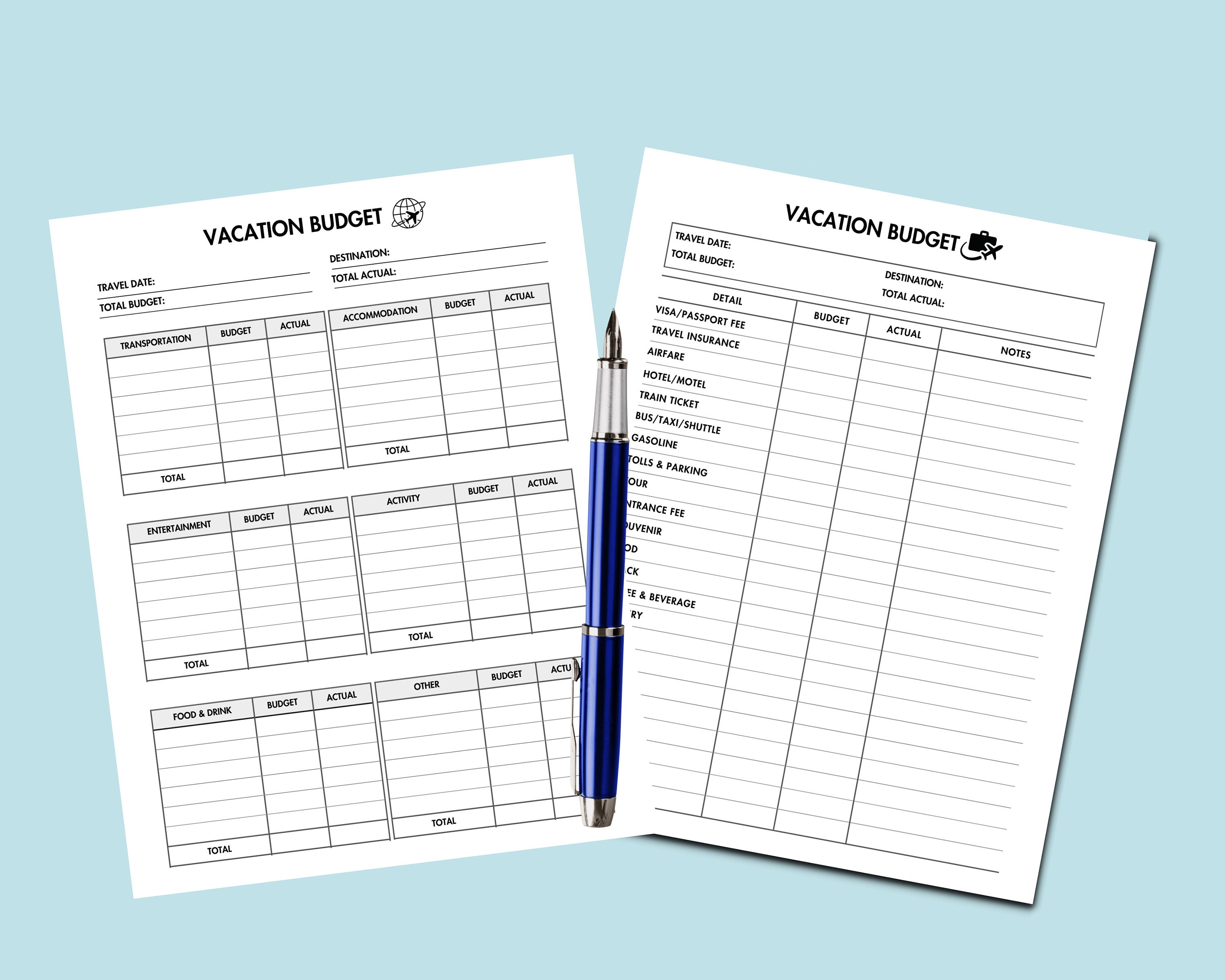 Vacation Budget Planner Printable Travel Financial Tracker Vacation ...