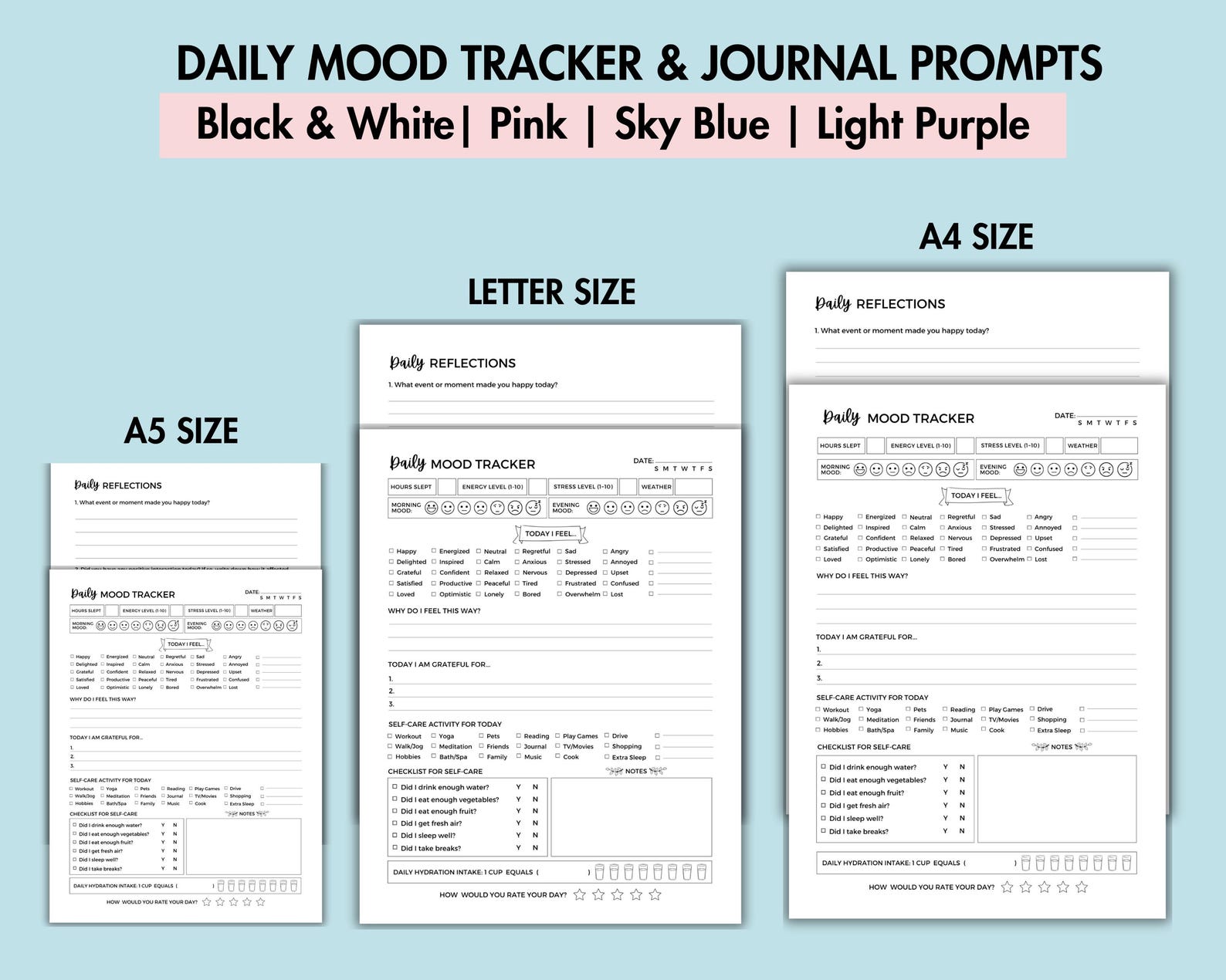 Daily Mood Tracker Printable Mood Journal With Journal Prompts PDF ...