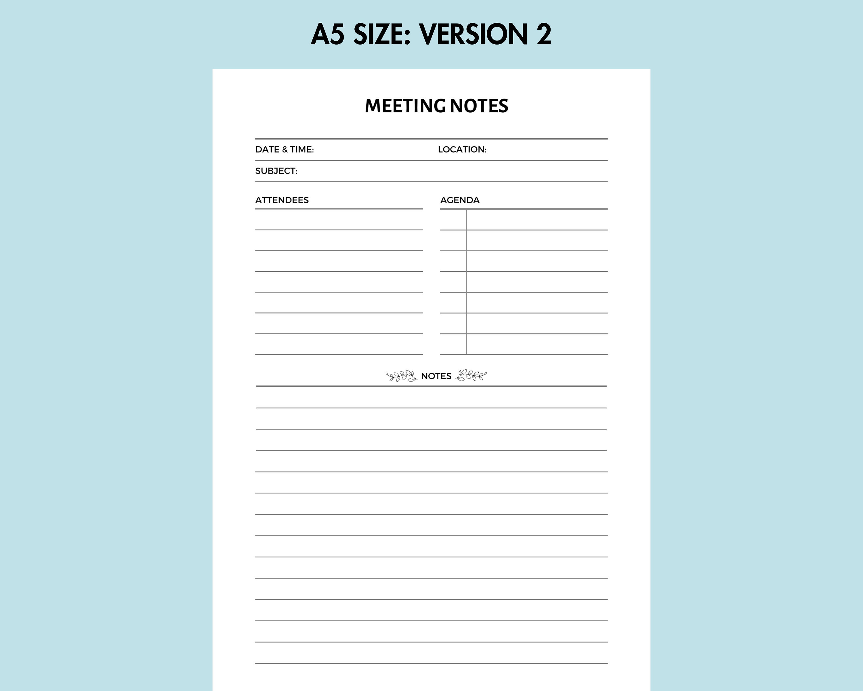 Meeting Note Printable Meeting Planner PDF Meeting Organizer, Meeting ...