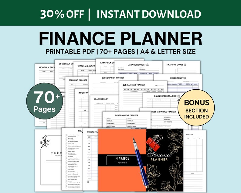 Personal Finance Planner Bundle Printable Household Money Management ...